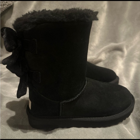 UGG | Shoes | Ugg Classic Bailey Bow Ii Black Velvet Bow Boot | Poshmark